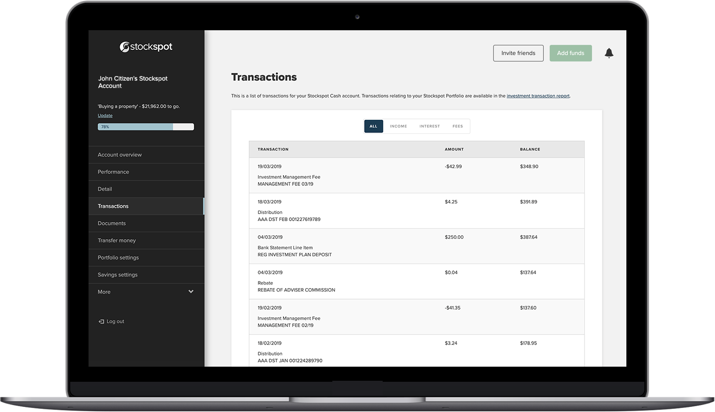 Using your investment dashboard | Stockspot