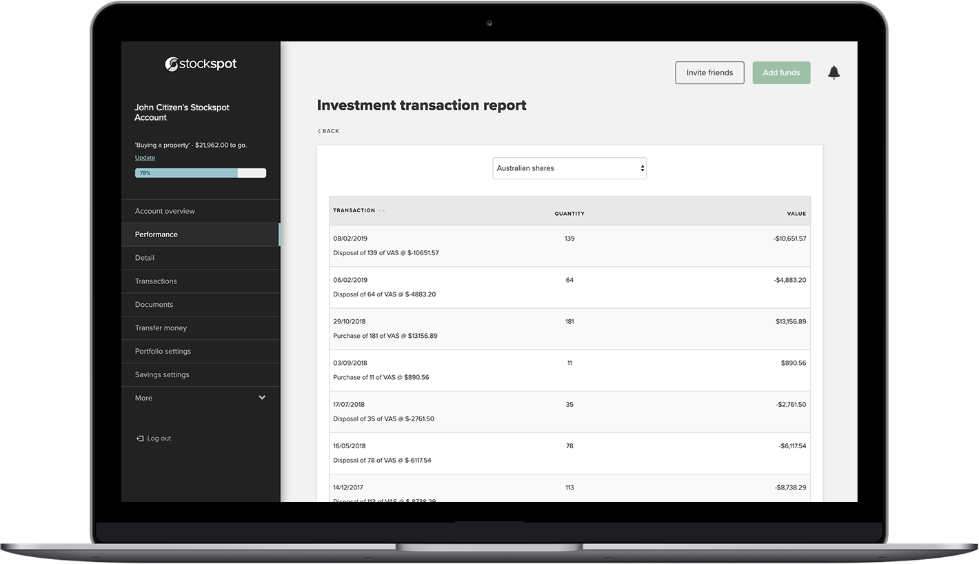 Using your investment dashboard | Stockspot