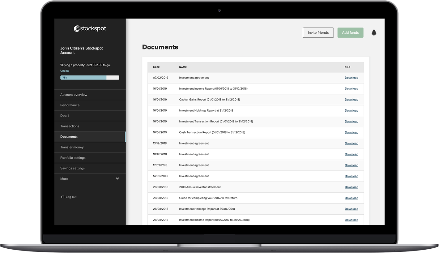 Using your investment dashboard | Stockspot