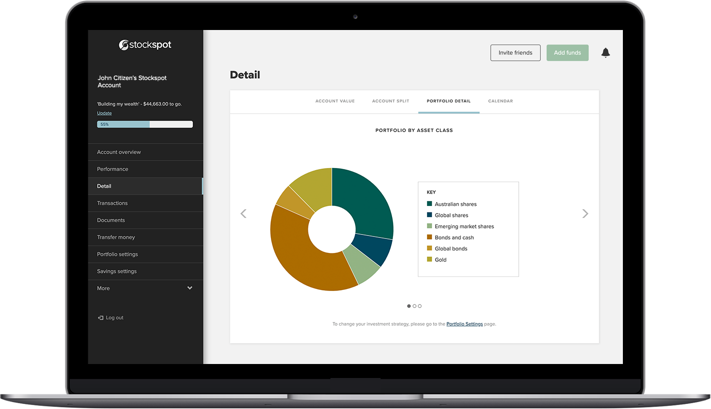 Using your investment dashboard | Stockspot