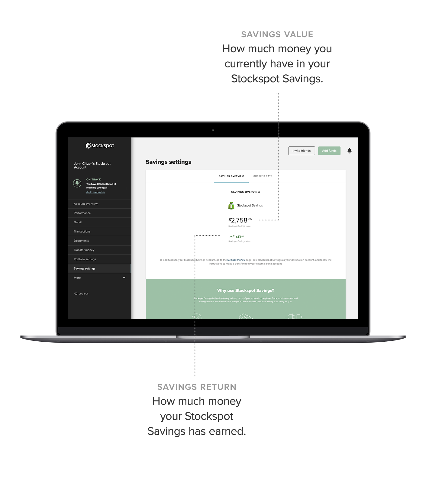 Using your investment dashboard | Stockspot