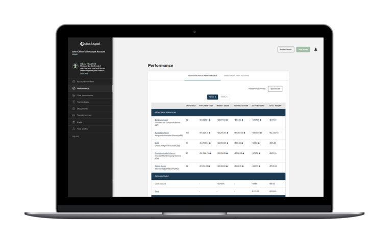 Using your investment dashboard | Stockspot